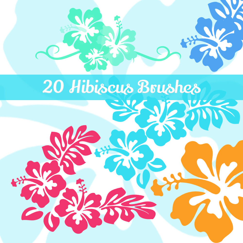 20 Hibiscus Flowers PS Brushes - Photoshop brushes