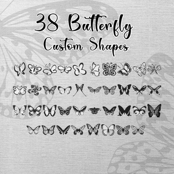 38 Butterfly Custom Shapes - Photoshop custom shapes