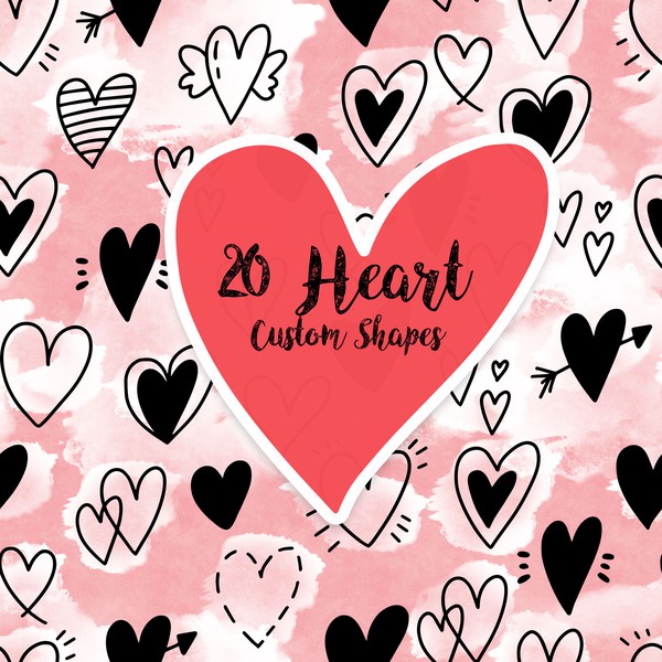 20 Heart Custom Shapes - Photoshop custom shapes