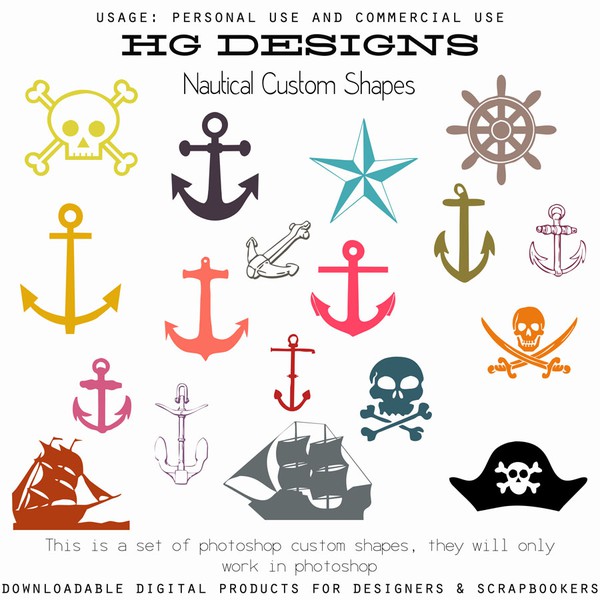 Nautical Photoshop Custom Shapes - Photoshop custom shapes
