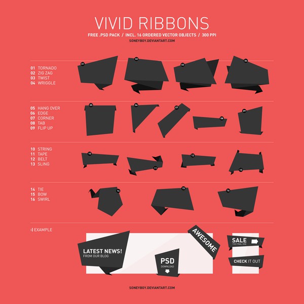 Free PSD Ribbons Pack - Photoshop psd