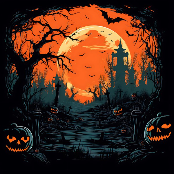 Moonlit Silhouette of Spooky Halloween - Photoshop images